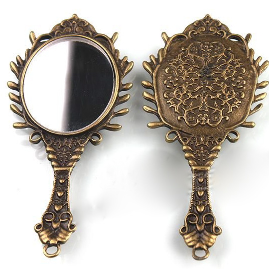 Two Vintage Bronze Mirror Pendants on Luulla